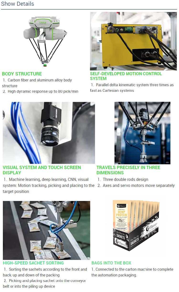 High Speed 4 Axis Delta Robot For Picking&Loading Bags Into Box Manufacturer